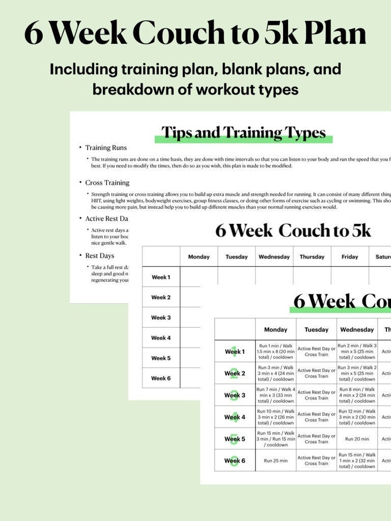 Couch to 5k - 6 Week Plan - Etsy