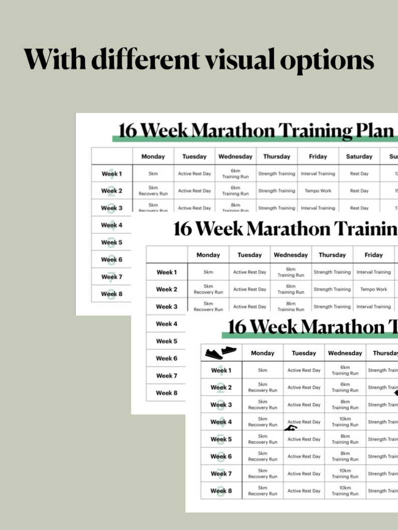 16 Week Marathon Training Plan Bundle - Running Journal/plan, Running ...