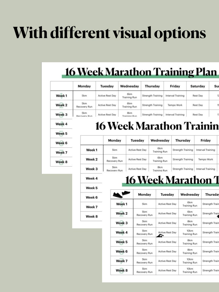 16 Week Marathon Training Plan Bundle - Running Journal/plan, Running ...