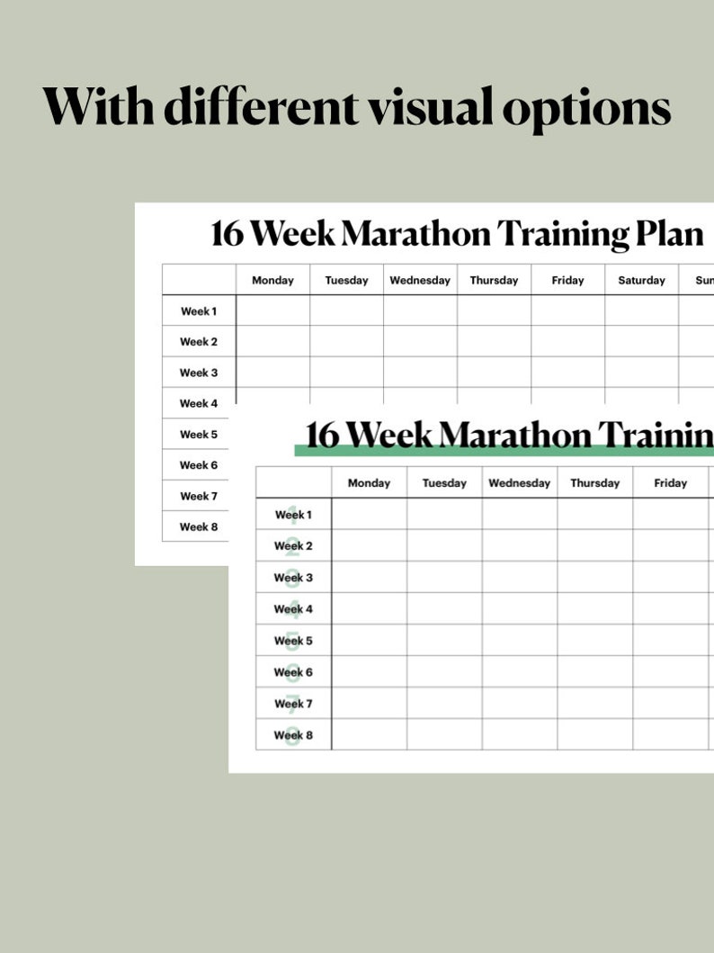 16 Week Marathon Training Plan Bundle - Running Journal/plan, Running ...