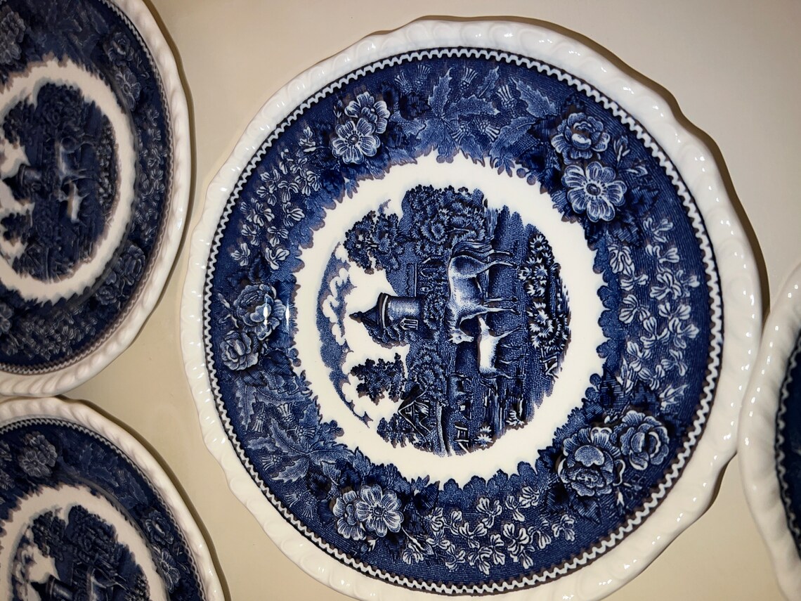 17 X Adams Ironstone English Scenic Plates Cups Saucers Blue - Etsy