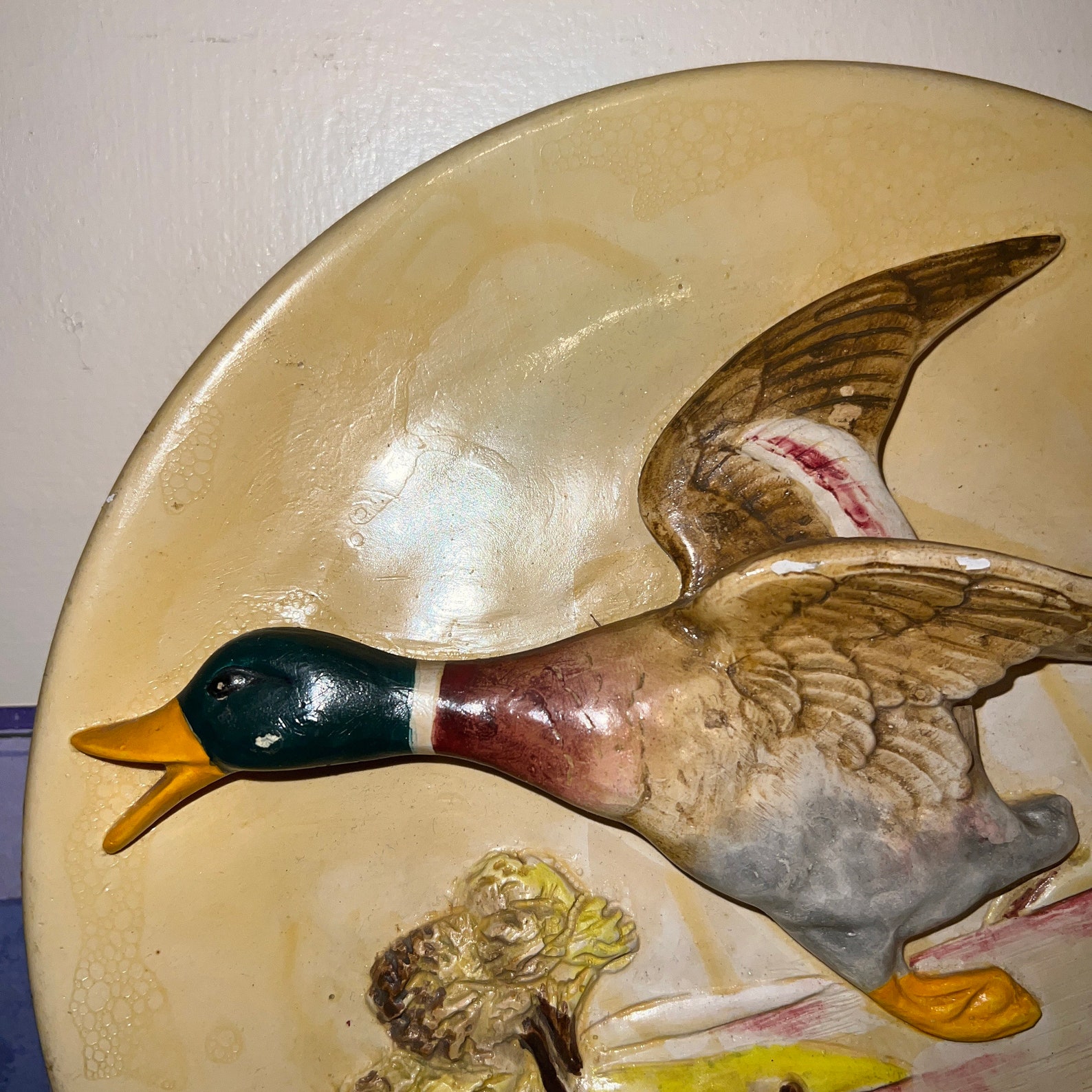 Vintage Round Wall Plaque Duck in Flight Mallard WH - Etsy Canada