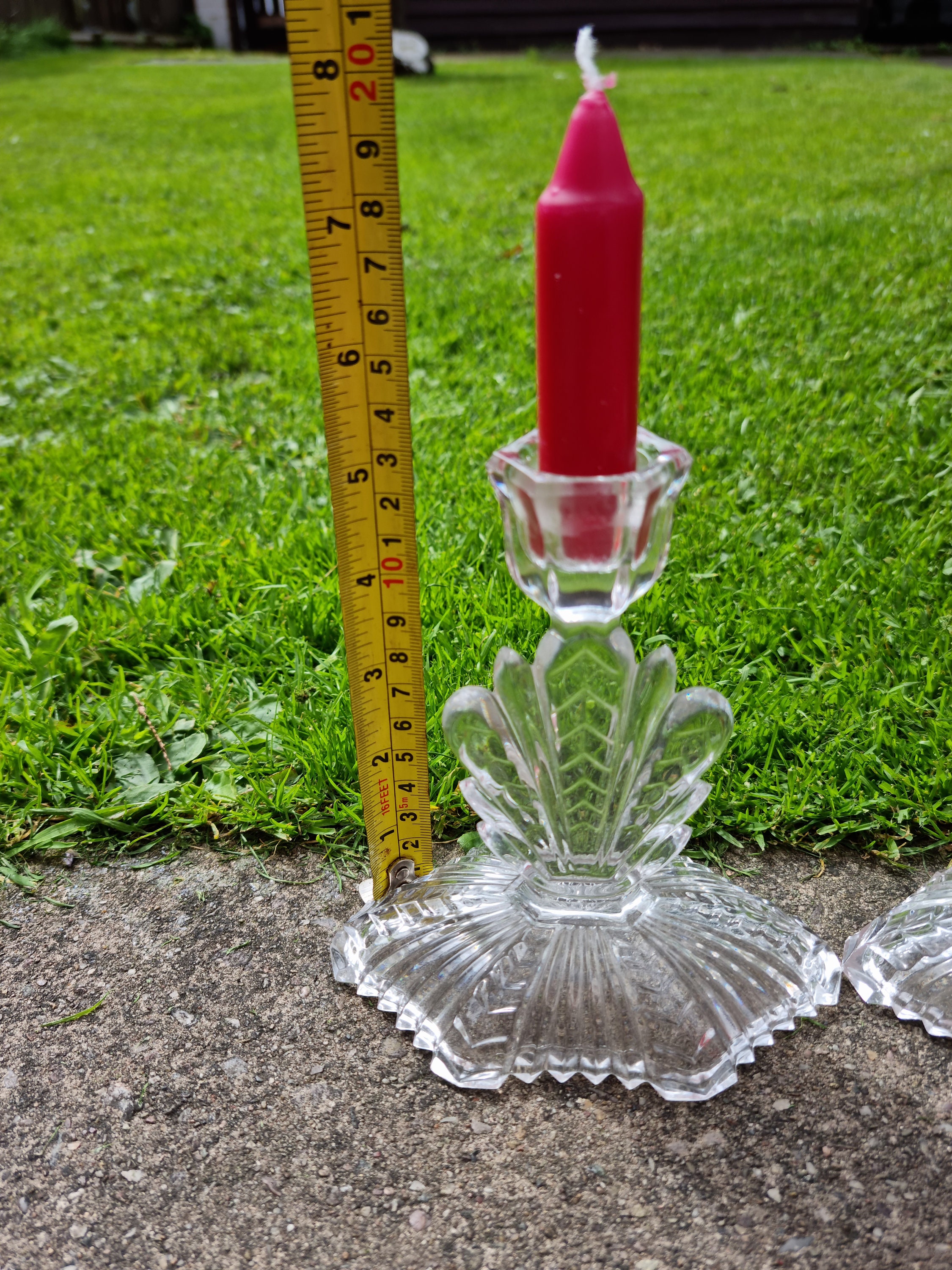 Vintage Pair Art Deco Clear Glass Crystal Candlestick Holders - Etsy