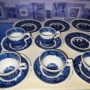 17 X Adams Ironstone English Scenic Plates Cups Saucers Blue - Etsy
