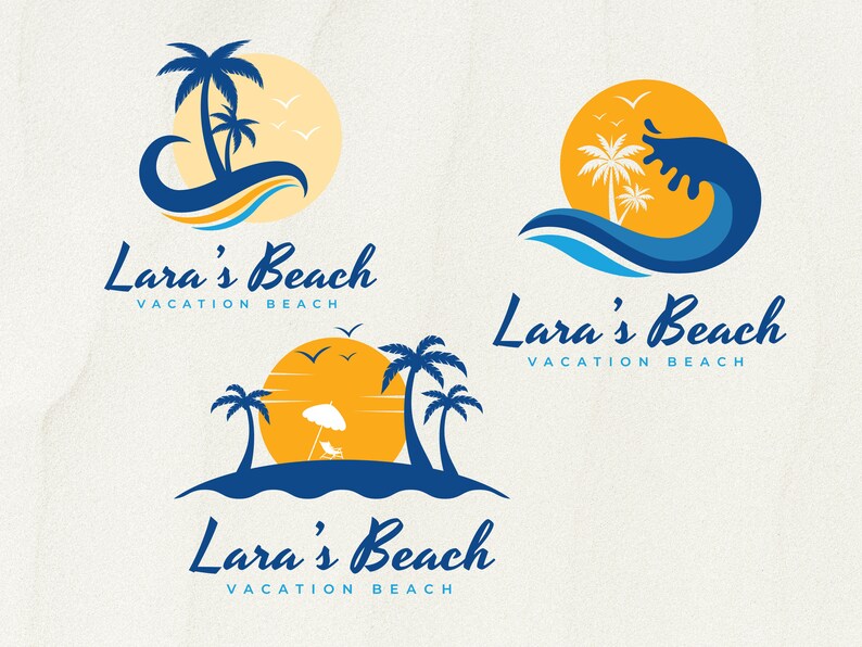 Minimal Beach Logo Template, Editable Logo, Beach Tree Logo, Brand ...