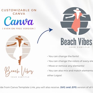 Minimal Beach Logo Template, Editable Logo, Beach Tree Logo, Brand ...