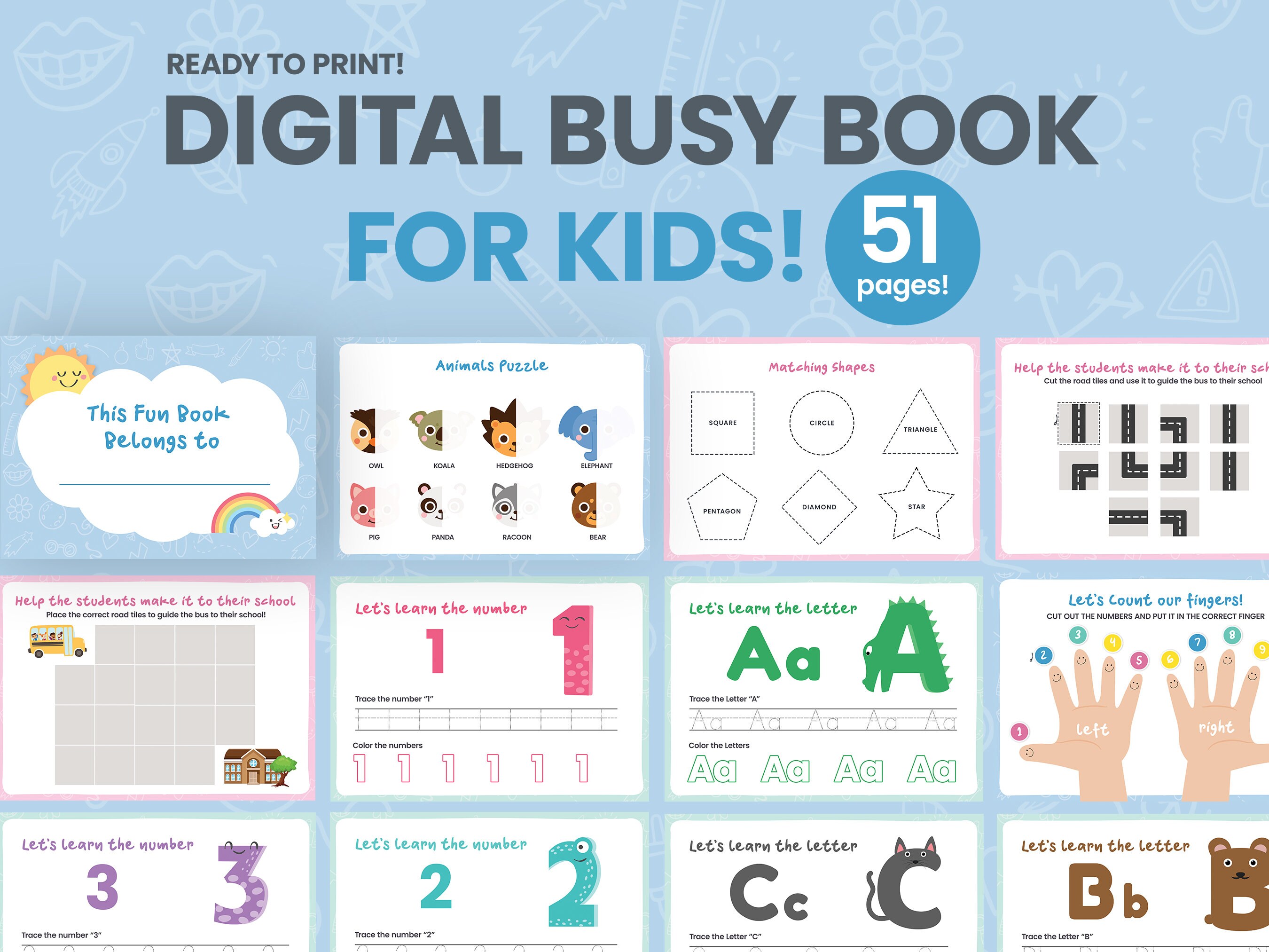 Busy Book Printable, Toddler Learning Binder, Preschool Activities ...