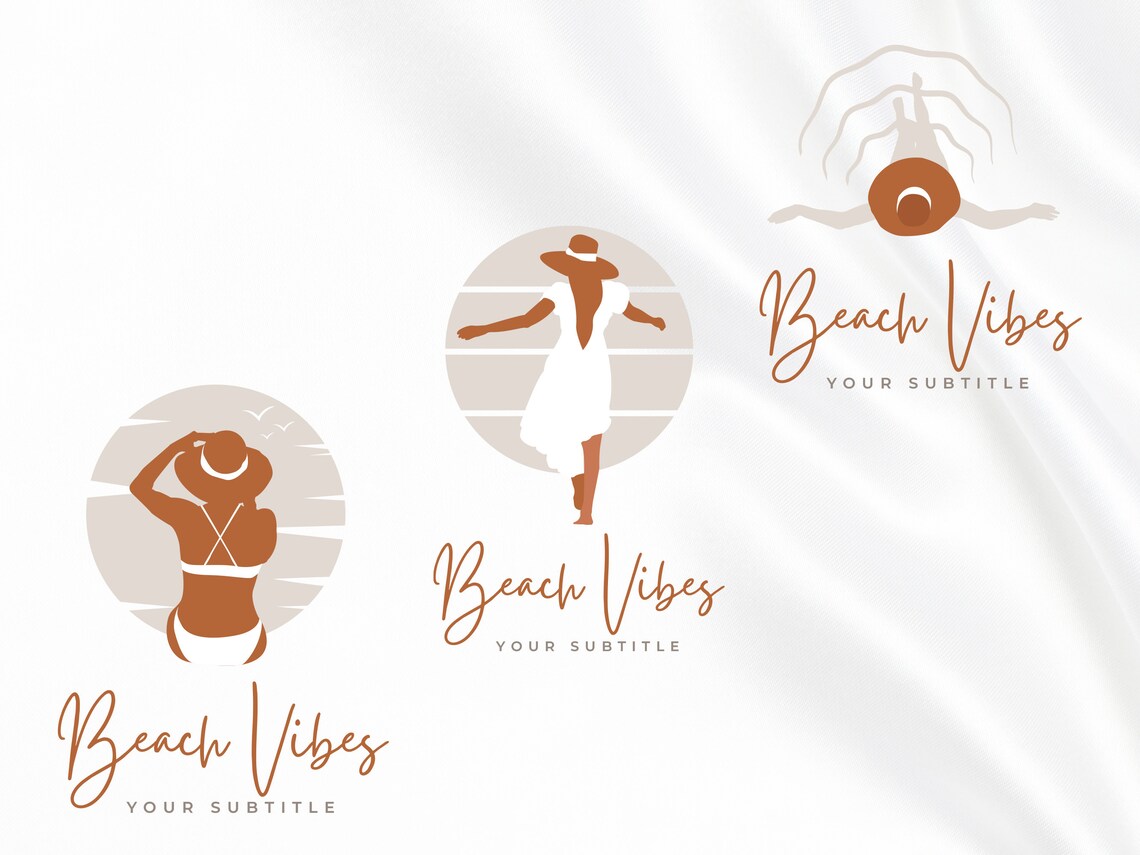 Minimal Beach Logo Template, Editable Logo, Beach Tree Logo, Brand ...
