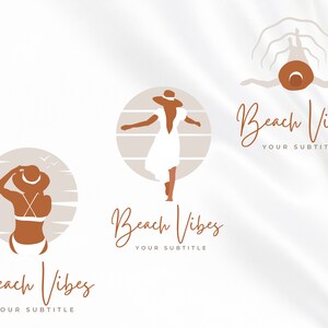 Minimal Beach Logo Template, Editable Logo, Beach Tree Logo, Brand ...