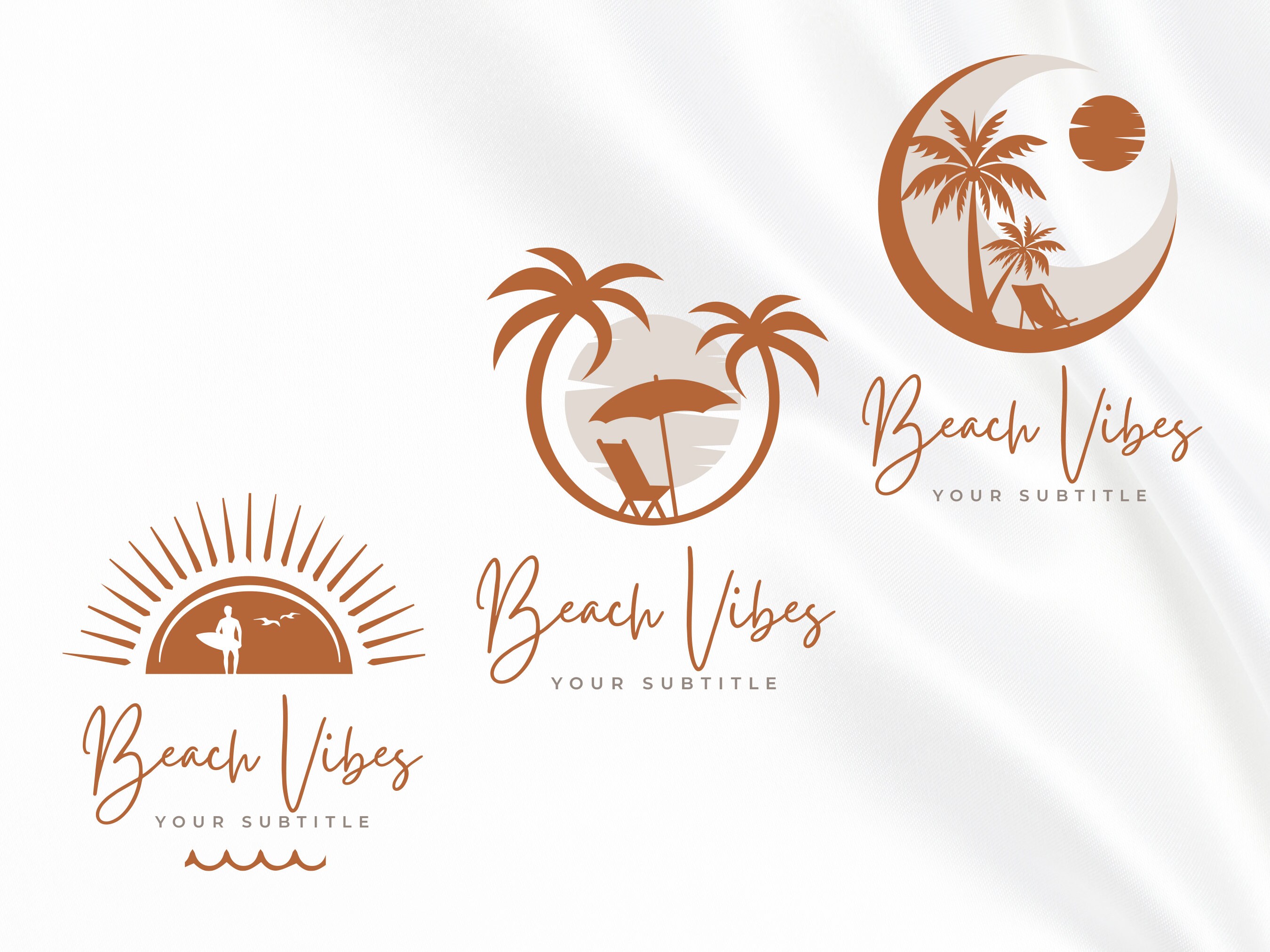 Minimal Beach Logo Template, Editable Logo, Beach Tree Logo, Brand ...