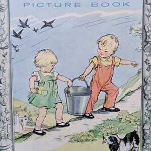 Vintage Nursery Art Jack and Jill and Old Woman in a Shoe 2 Sided ...