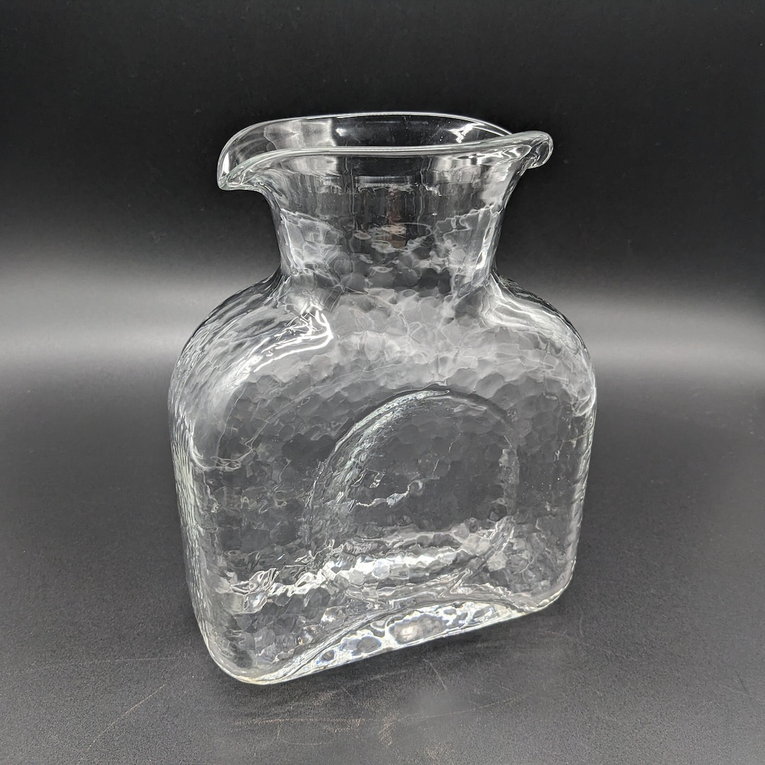 Vintage Blenko 384 Blown Glass Water Bottle Carafe Hammered Clear Glass ...