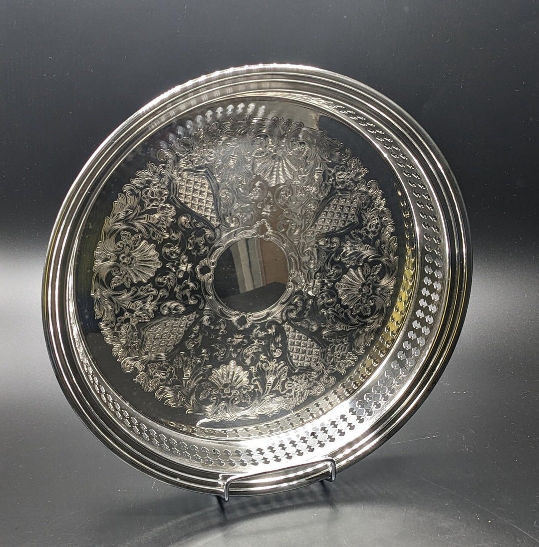 Vintage Gorham Silver Plate Art Nouveau Tray | Reticulated Sides | Item ...