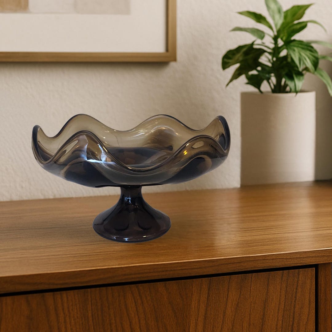 Mid-century Viking Glass Elegance Bowl in Smoke Gray | Swung Stretch ...