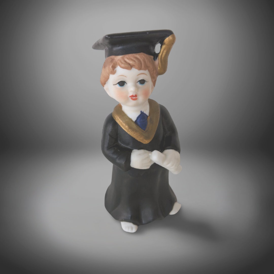Vintage Graduation Cake Topper Boy Graduate 4.5-inch Figurine Ceramic ...