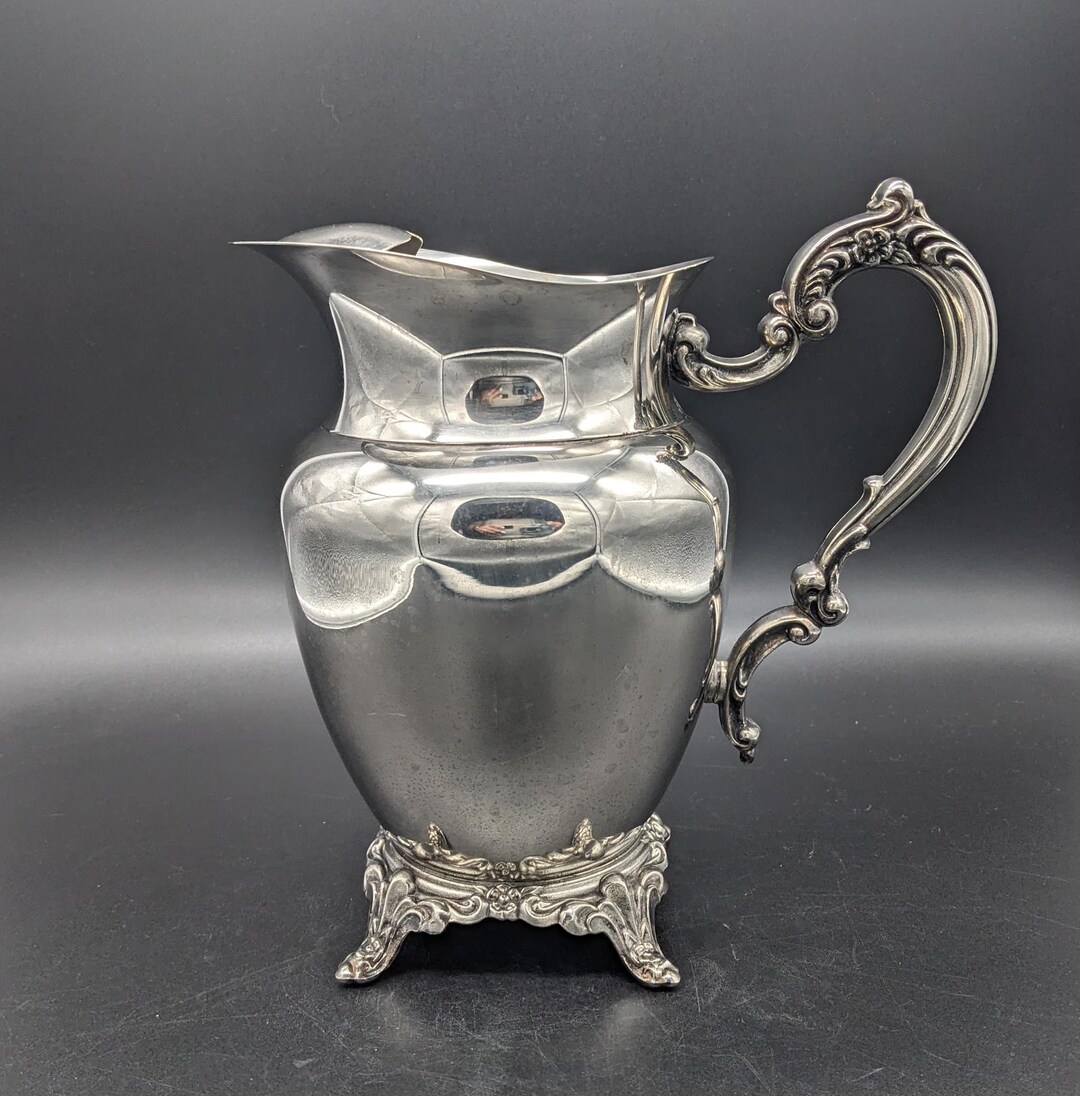 Vintage Oneida Silver Plated Pitcher With Ice Guard | Elegant Floral ...