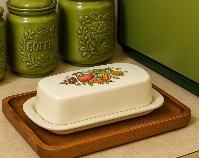 Vintage Mccoy Butter Dish With Vegetable Motif | 7013 USA | 1970s ...
