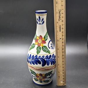 Vintage Talavera Style Vase – Hand Painted Floral Pottery, 9 ...