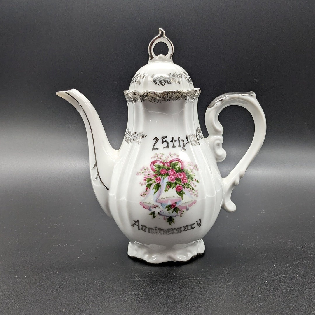 Vintage 25th Anniversary Teapot Silver Anniversary Teapot Arnart Japan ...