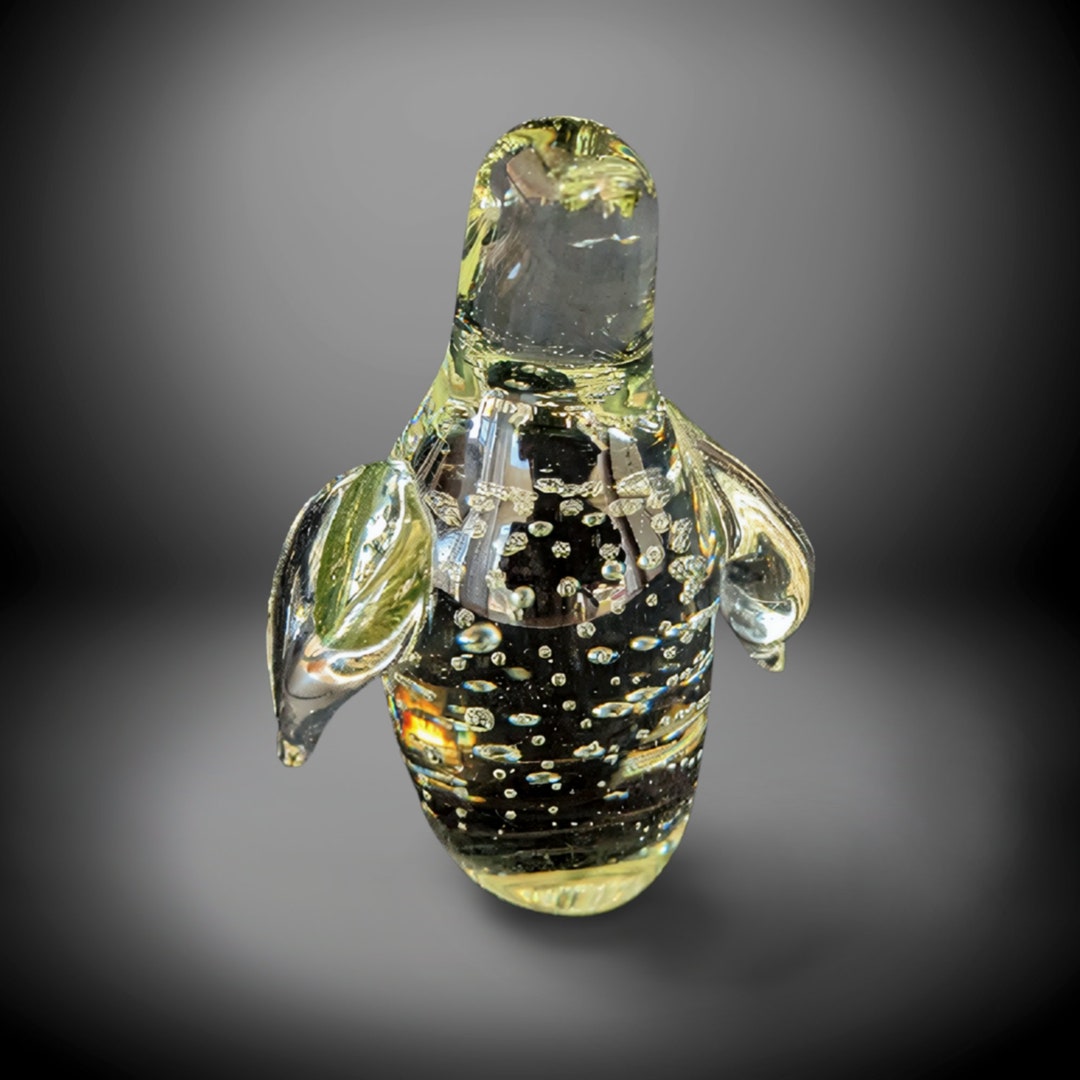 Vintage Bubble Glass Penguin Sculpture Paperweight Hand Blown Glass ...
