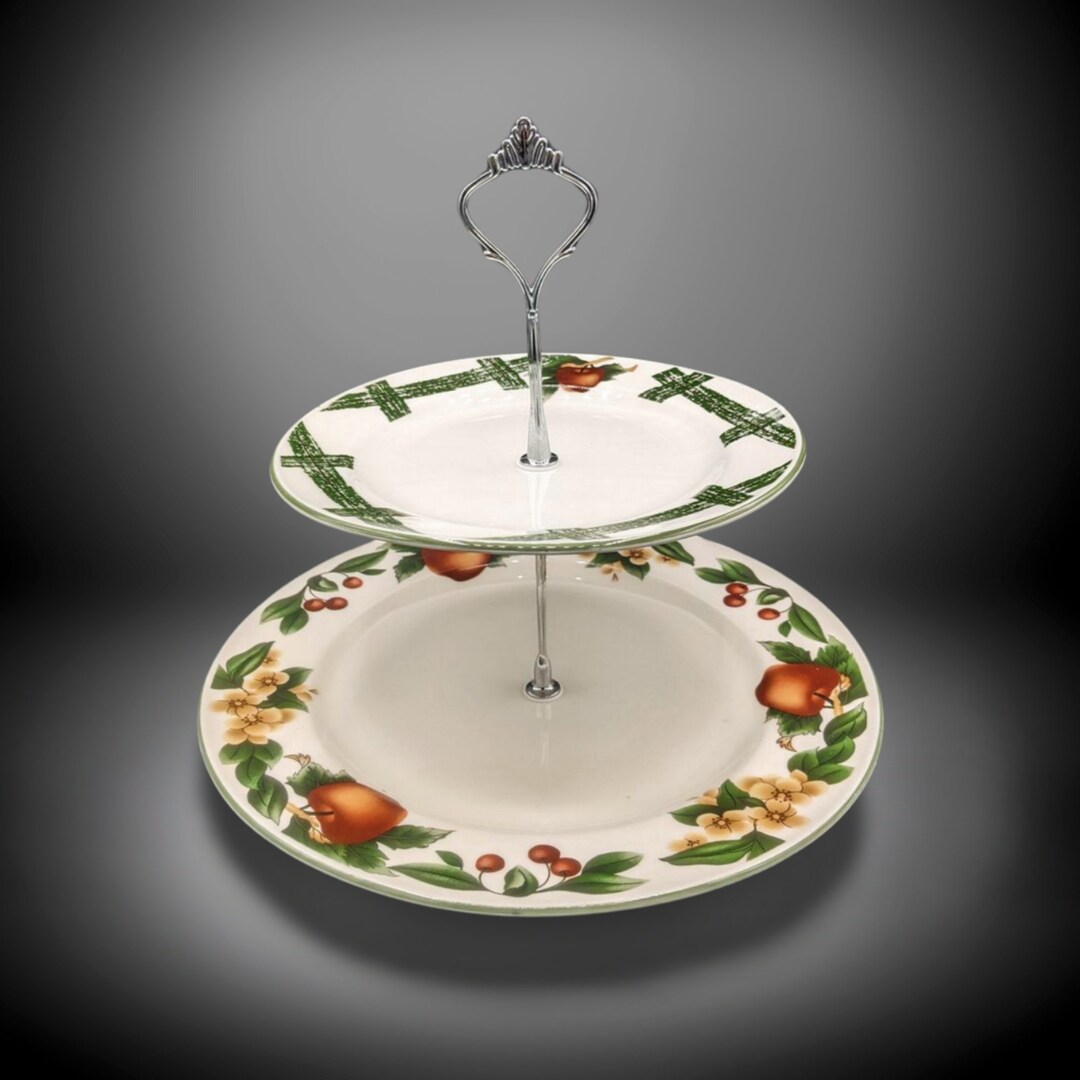 Cades Cove Vintage Plate 2-tiered Stand Handmade Two-tiered Citation ...