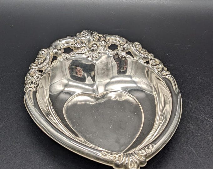 Vintage Godinger Silver Plate Heart-shaped Tray With Ornate Floral ...