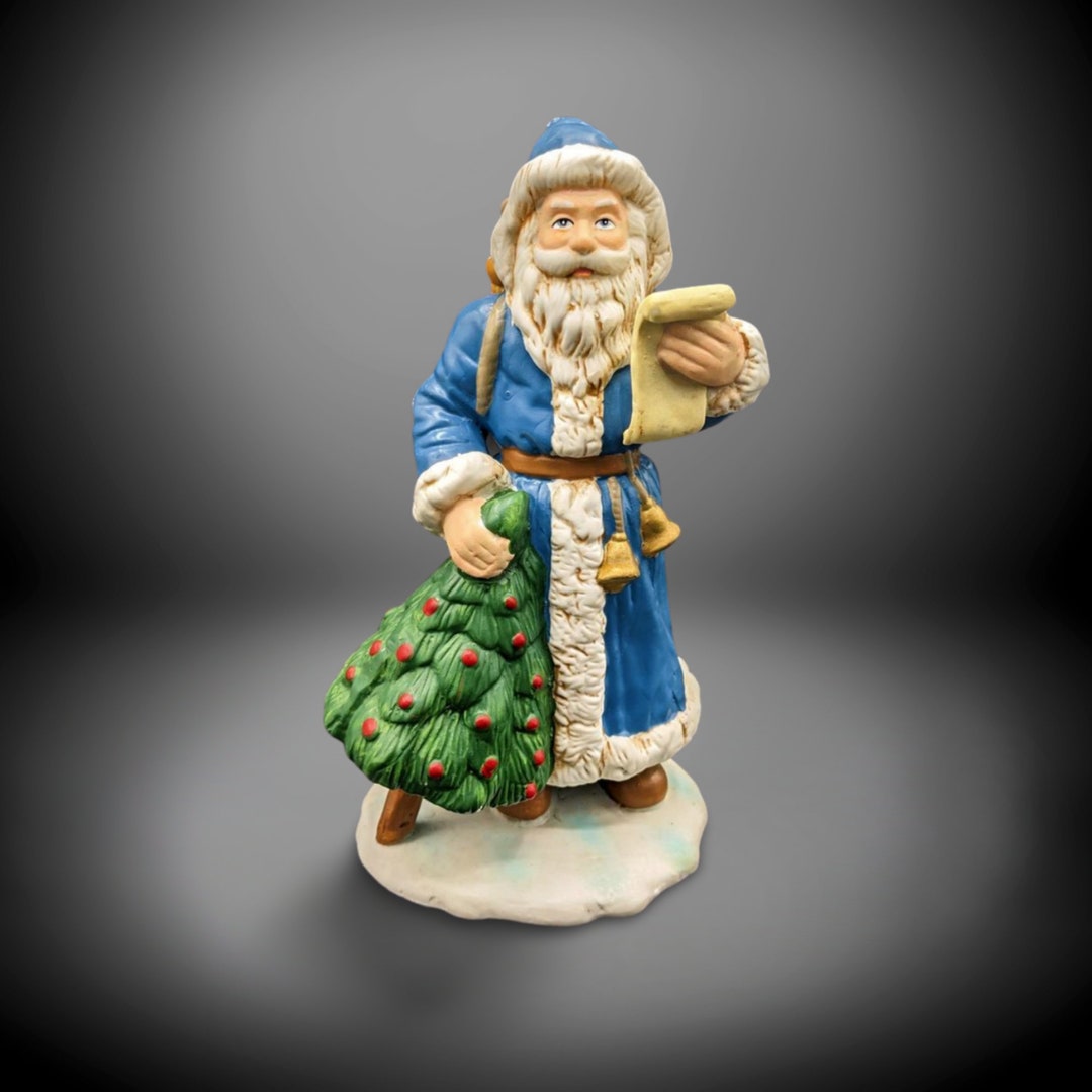 Vintage Santa Christmas Figurine in Blue Coat Holiday Decoration St ...