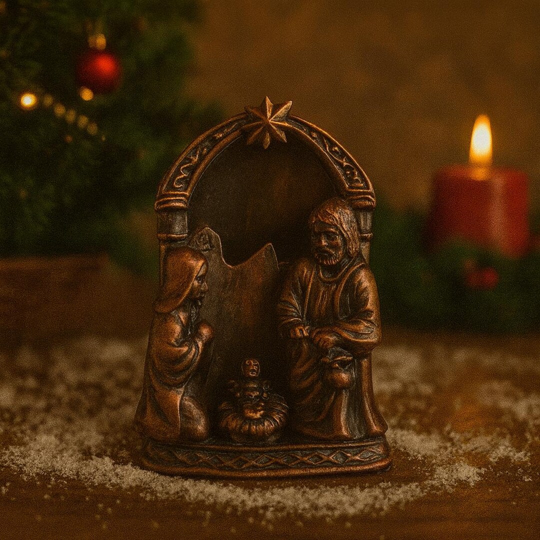 Handmade From Vintage Nativity Figurine | Bronze Look Finish Creche ...