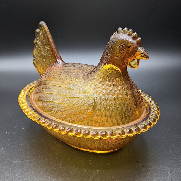 Amber Glass Hen - Etsy