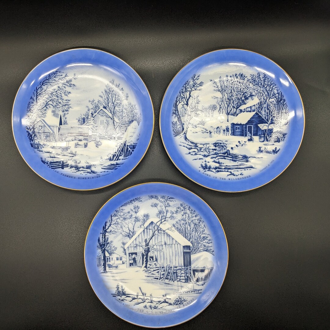 Vintage Currier and Ives Winter Scene Plates Set of 3 or Single Plate ...