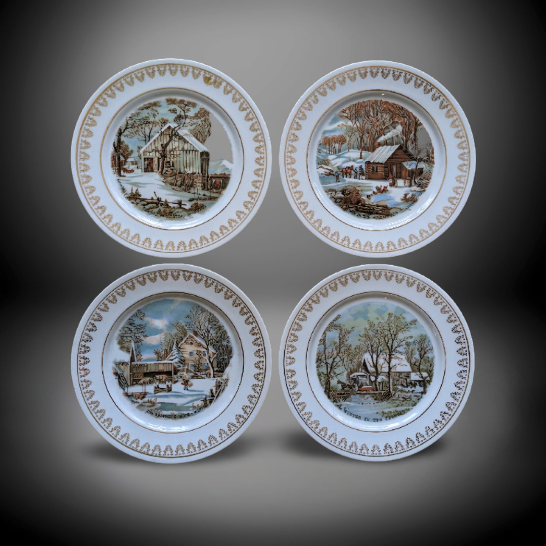 Vintage Currier and Ives Winter Scene Plates Available Individually ...