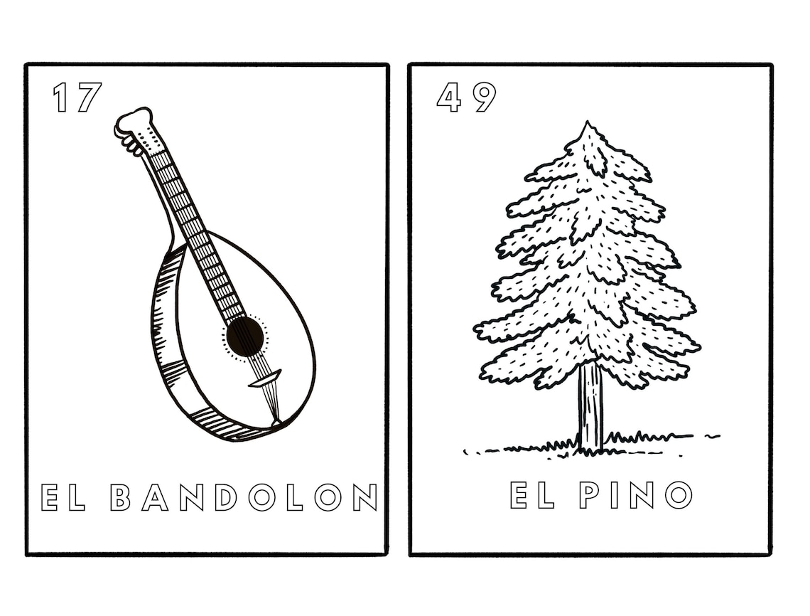 Loteria Mexicana Coloring Pages Full Set. - Etsy