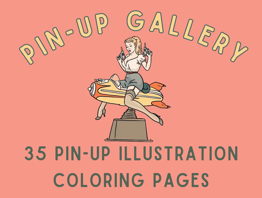 Vintage Pin-up Gallery Coloring Pages. Retro Glamour for Timeless ...