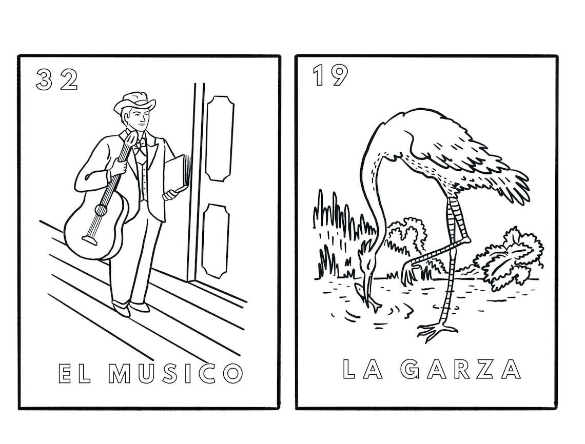Loteria Mexicana Coloring Pages Full Set. - Etsy