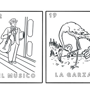 Loteria Mexicana Coloring Pages Full Set. - Etsy