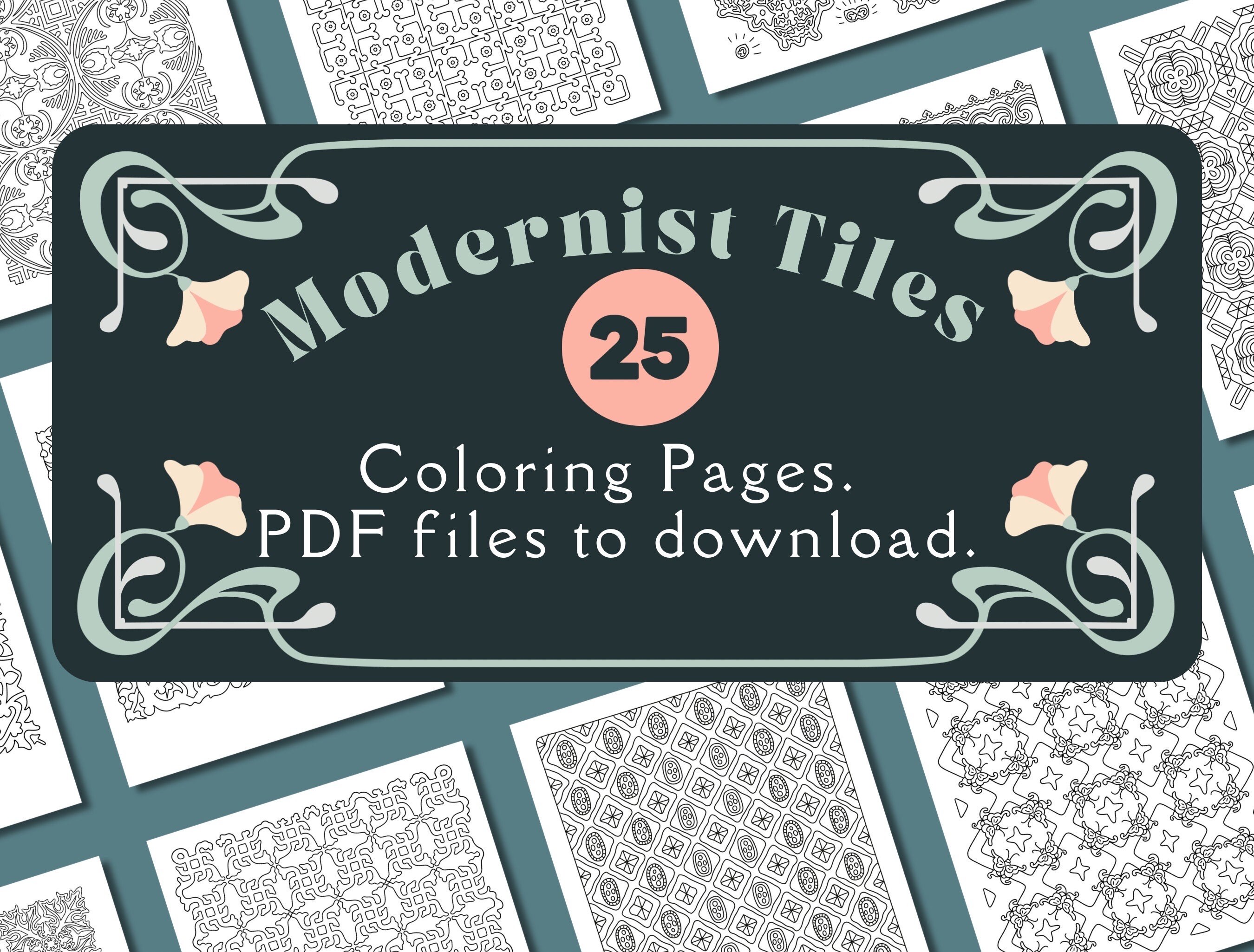 Modernist Tiles Coloring Pages. 25 Beautiful Designs Inspired by ...