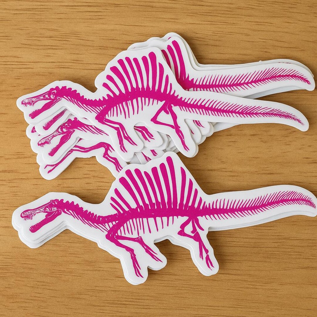 Hot Pink Spinosaurus Dinosaur Skeleton Kiss-cut Stickers | Fun ...