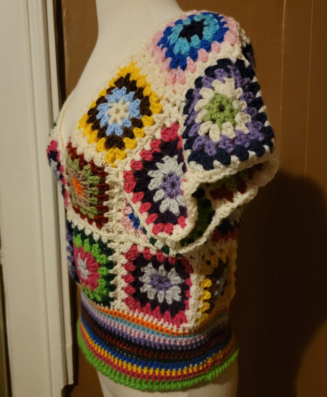 Crochet Multi Color Granny Square Top - Etsy