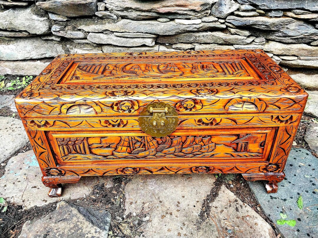 Vintage Camphor Wood Chest With Boats Ship Ocean Theme - Etsy
