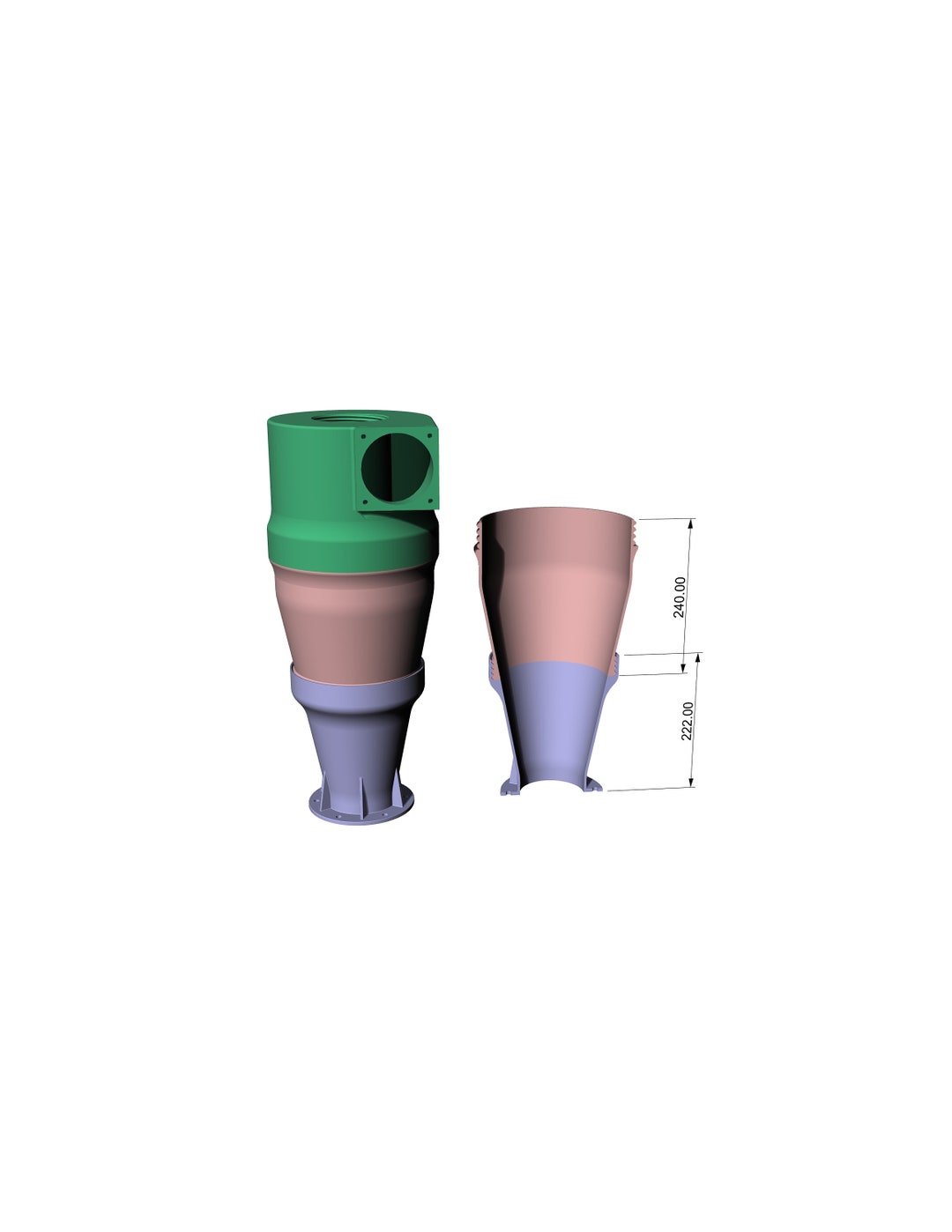 4-inch Cyclone Separator STL Files - 3D Printer Design (digital ...