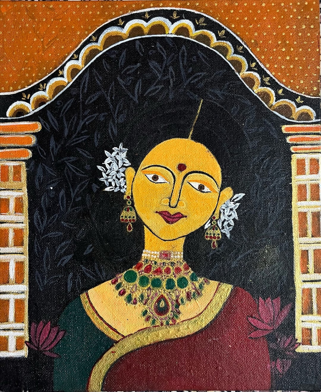 Tradisional Indian Girl Acrylic Painting and Wisdom Acrylic Paint/wall ...