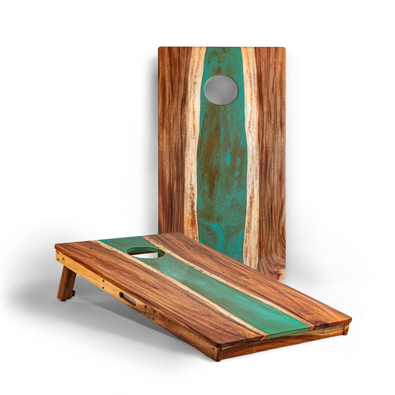 The River Epoxy Resin With Live Edge Acacia Pathfinder ART Cornhole ...