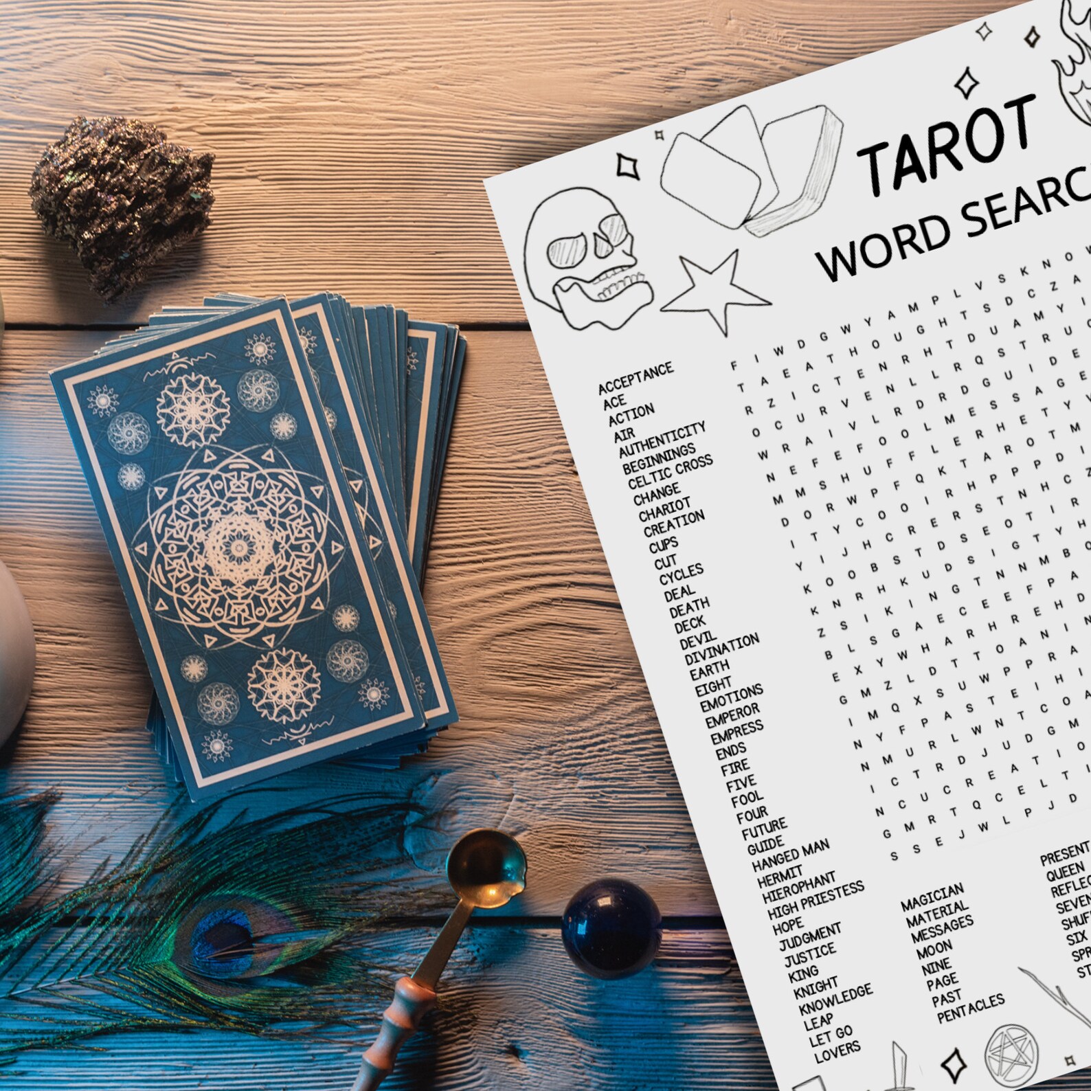 Tarot Word Search Game Coloring Page Printable - Etsy