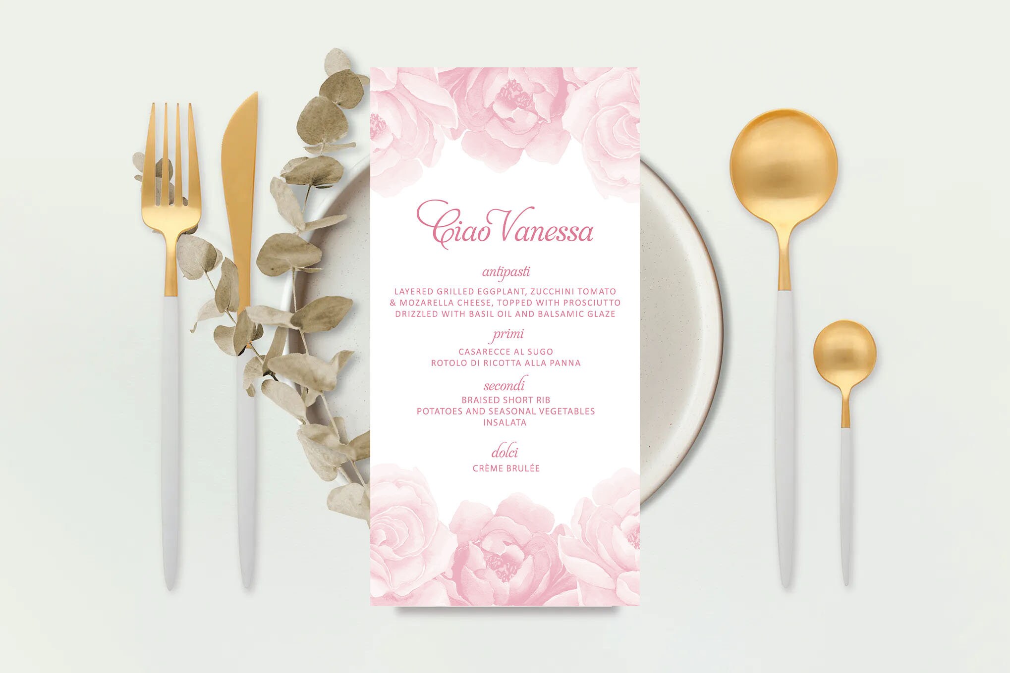 Blush Minimalist Menu Printable, Pink Menu, Flower Menu, Floral Menu ...