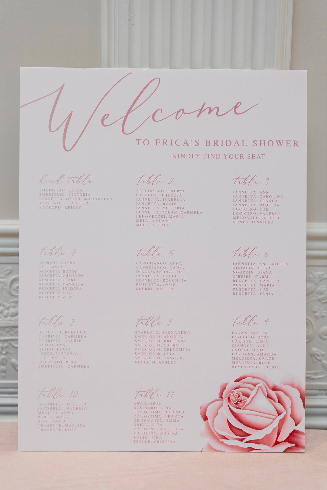 Seating Chart Template, Dusky Pink Floral, Wedding Seating Plan ...