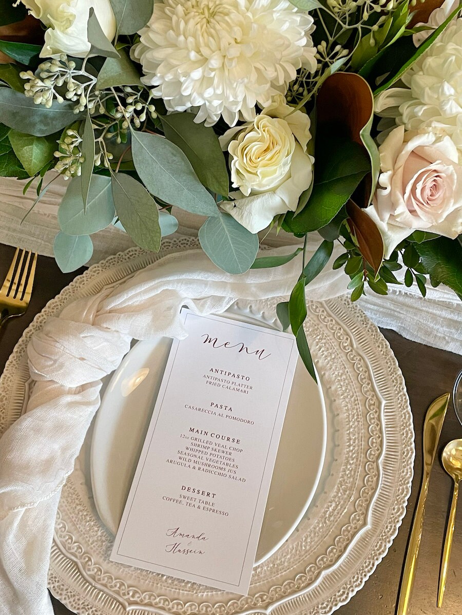 Minimal Modern Wedding Menu Template, Editable Simple Elegant Wedding ...