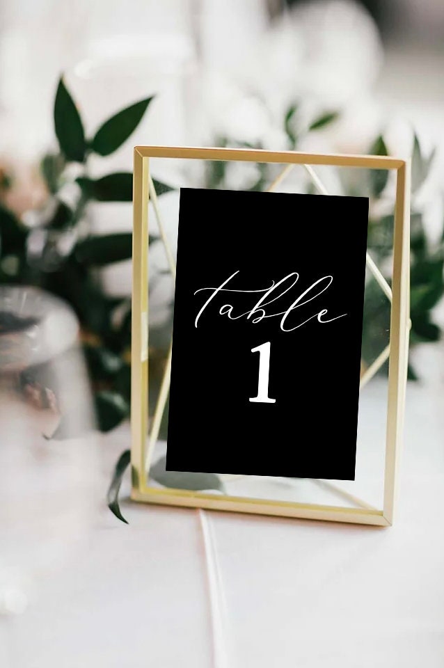 Table Numbers, Black and White Table Numbers, Wedding Table Numbers ...
