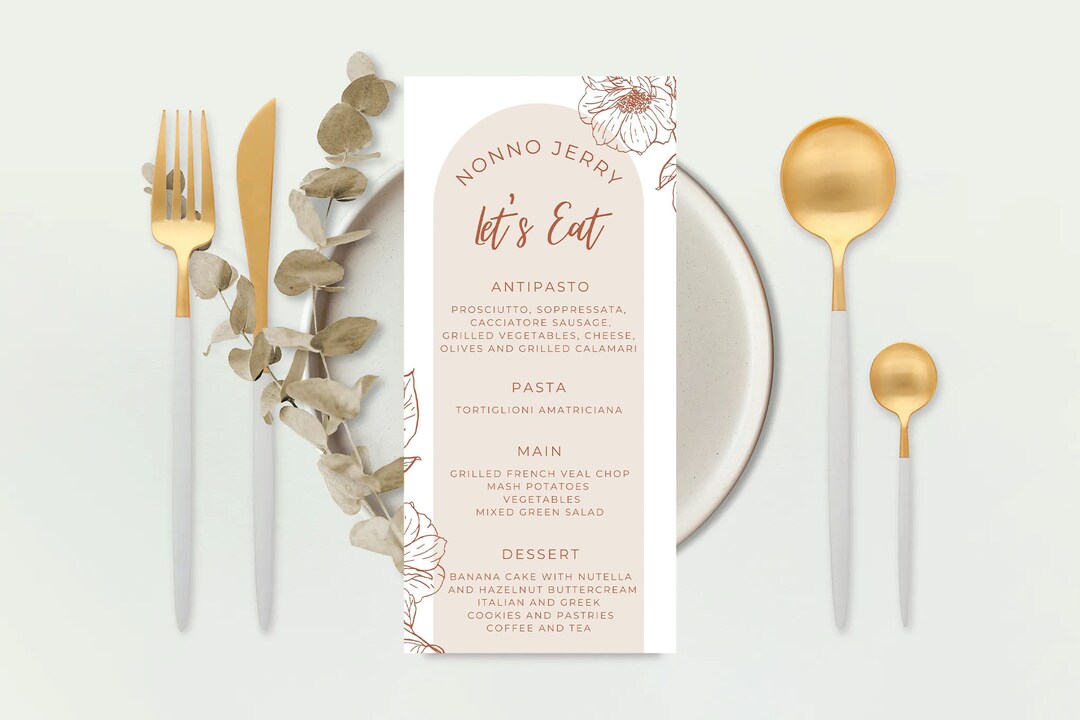 Fall Floral Menu Template Boho Wedding Menu Rustic Menu - Etsy