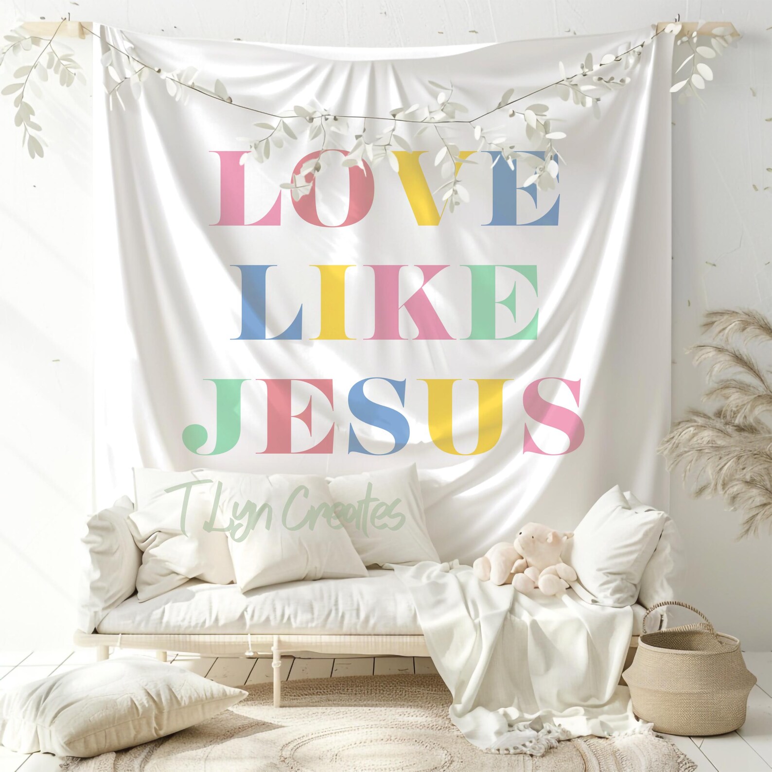 Christian Scripture Tapestry, Love Like Jesus, Girls Room Wall Art ...