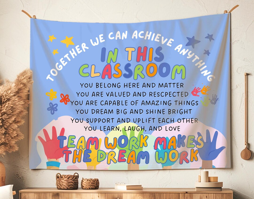 Classroom Tapestry Inspirational Back to School Wall Art Decor, Class ...